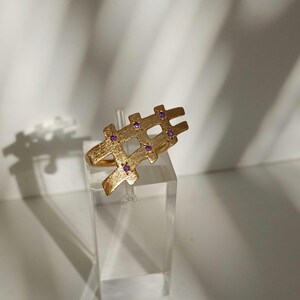 Ladder Ring Infinity Design in Gold Plated Sterling Silver With Purple ...