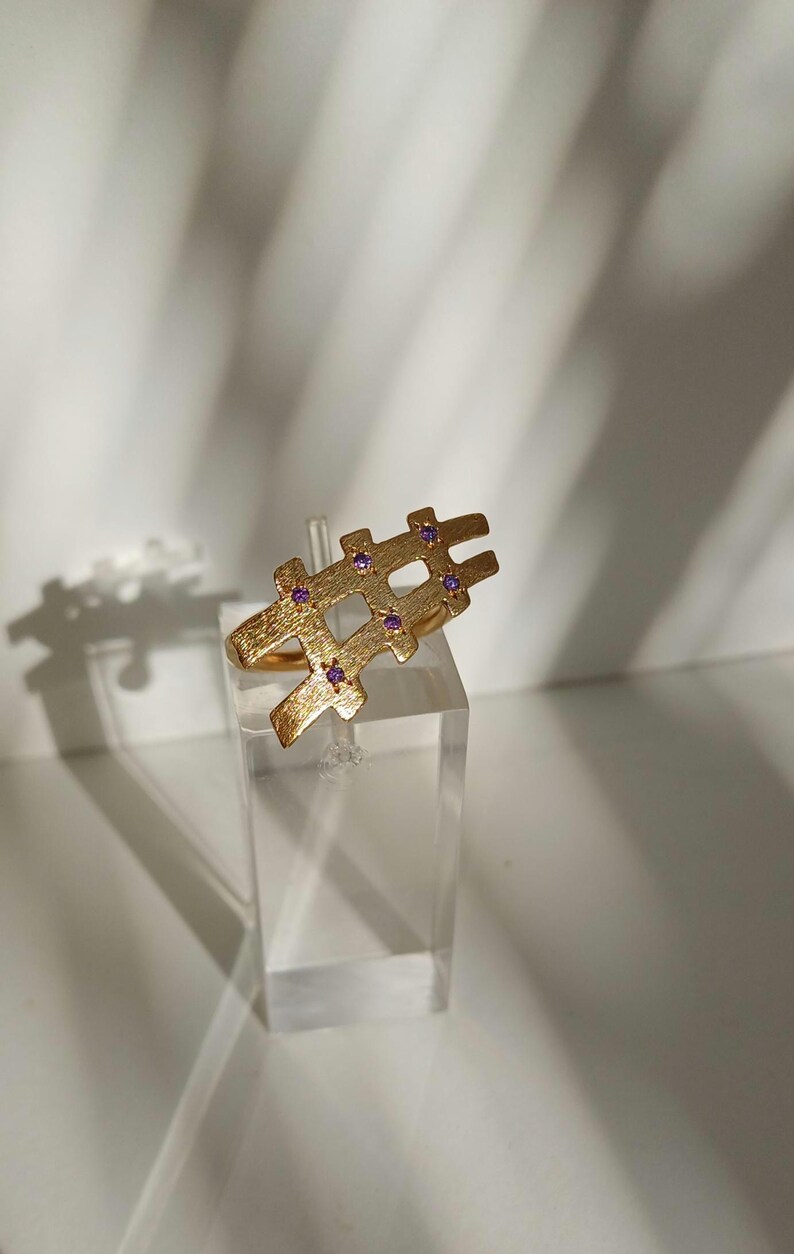 Ladder Ring Infinity Design in Gold Plated Sterling Silver With Purple ...