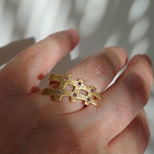Ladder Ring Infinity Design in Gold Plated Sterling Silver With Purple ...