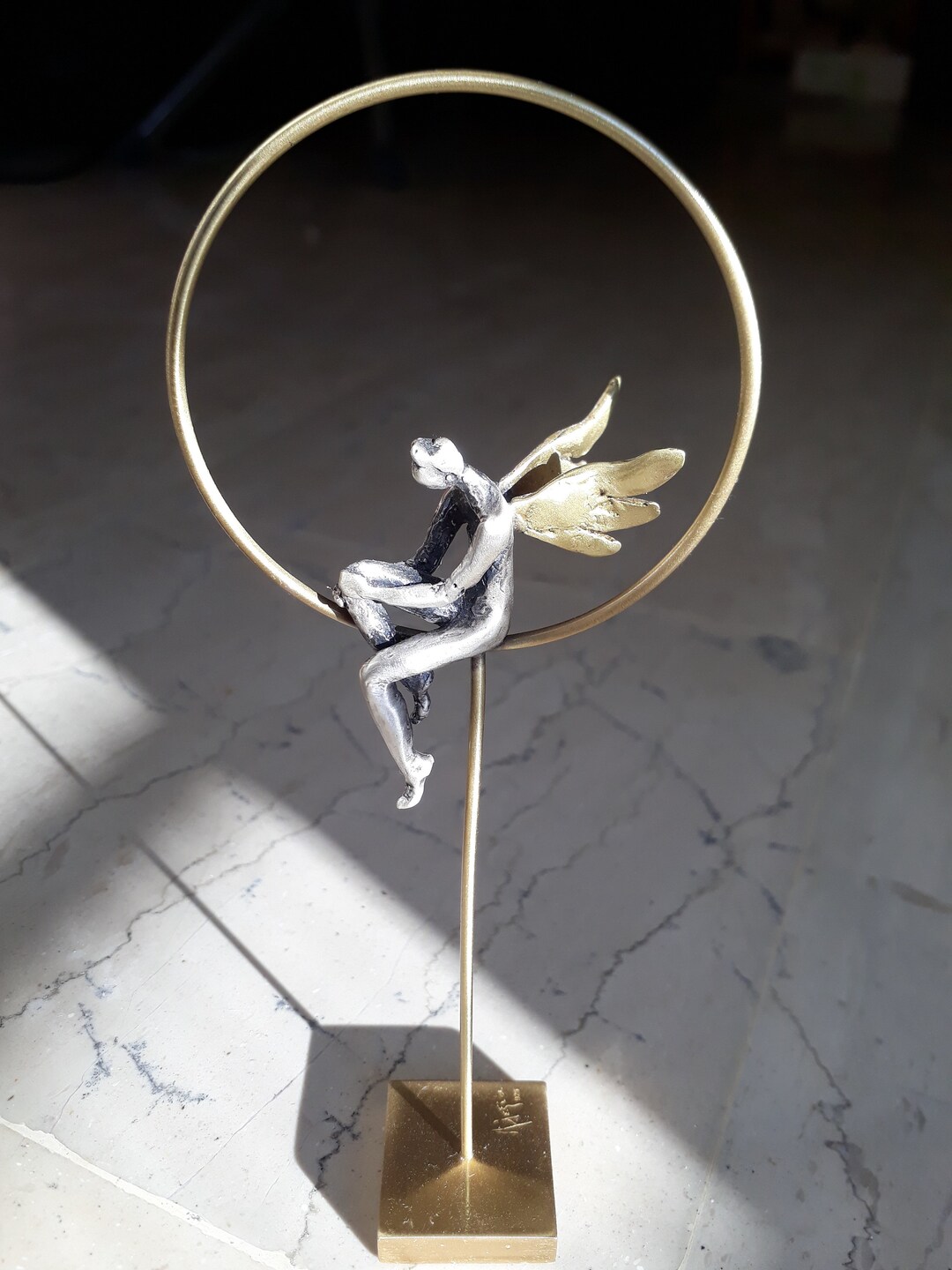 Sculpture Silver Bronze Thinking Angel Miniature Figurine - Etsy