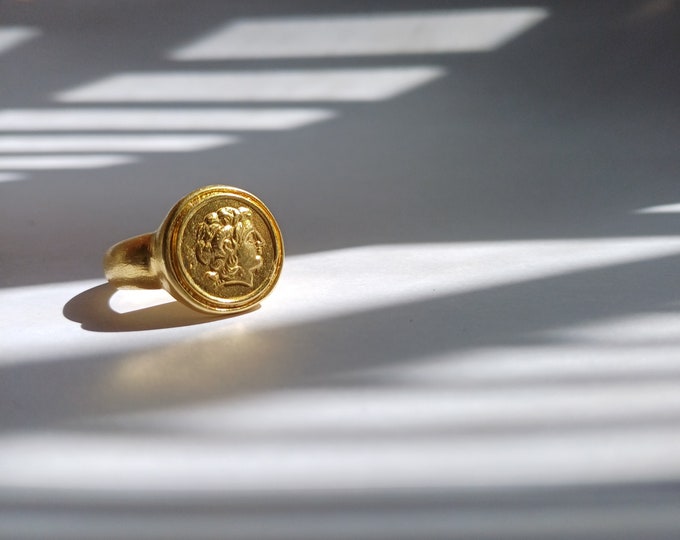 Alexander the Great Ring, Ancient Greek Alexander Coin, Gold Plated ...