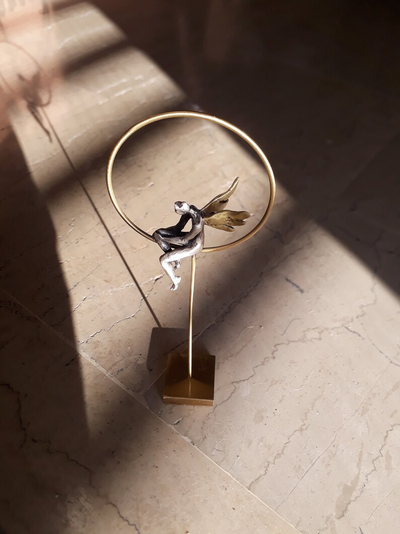 Sculpture Silver Bronze Thinking Angel Miniature Figurine - Etsy