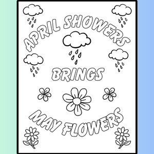 April Showers Brings May Flowers Color Sheet, Printable - Etsy