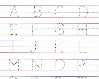 Traceable Lowercase Letters Alphabet Lined Paper Red Bottom, Blue Top ...
