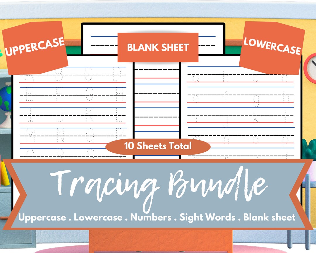 Handwriting Tracing Practice Bundle With Lined Paper - Etsy