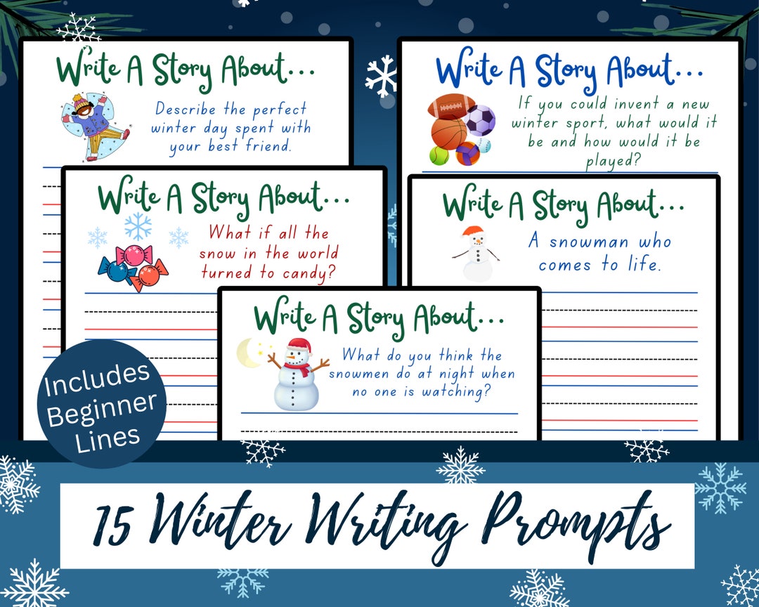 15 Winter and Christmas Writing Prompts With Beginner Lined Paper - Etsy
