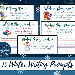 15 Winter and Christmas Writing Prompts With Beginner Lined Paper - Etsy