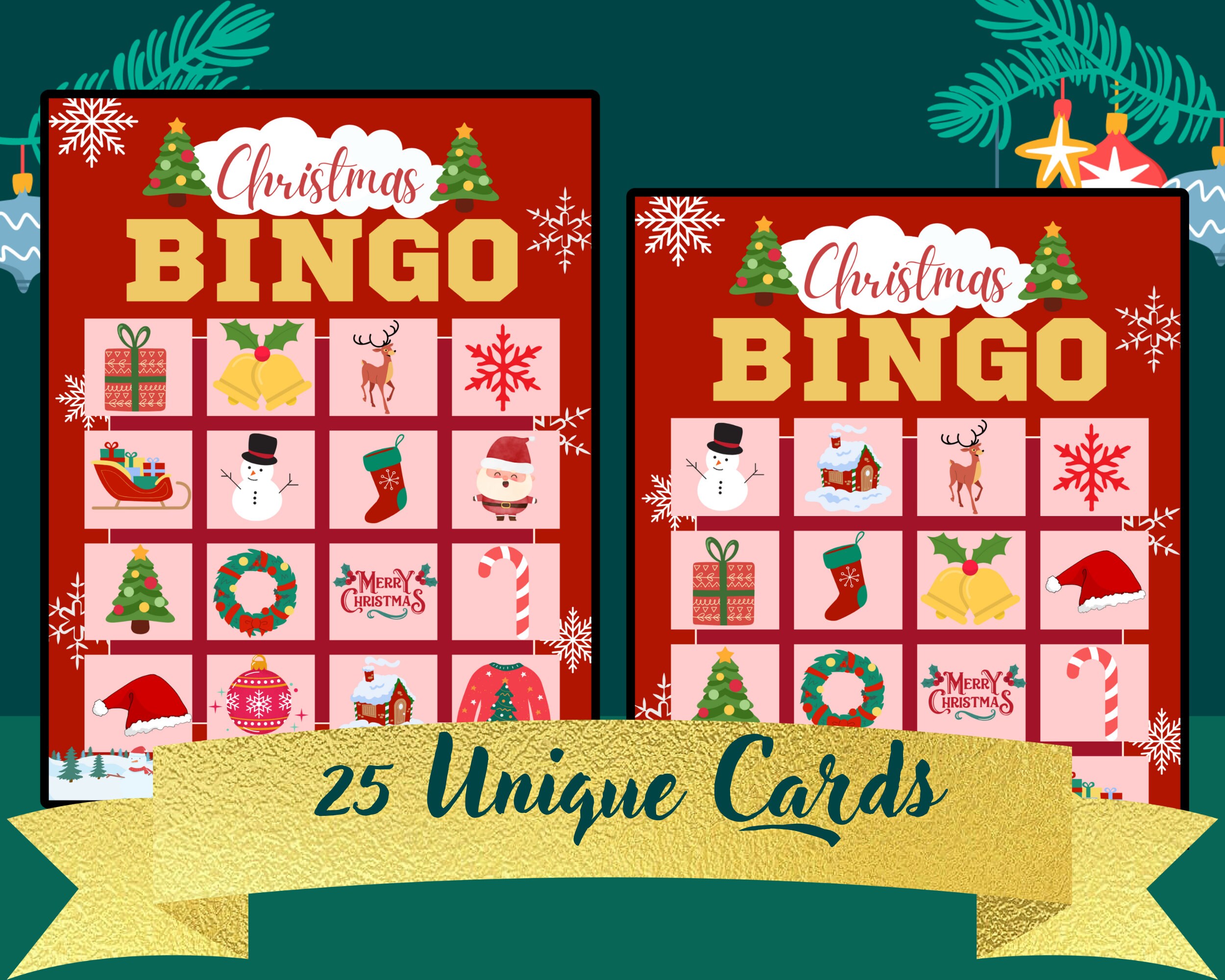 Christmas BINGO Game With 25 BINGO Cards - Etsy