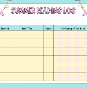 Printable Summer Reading Log With Goals and Book Rating - Etsy