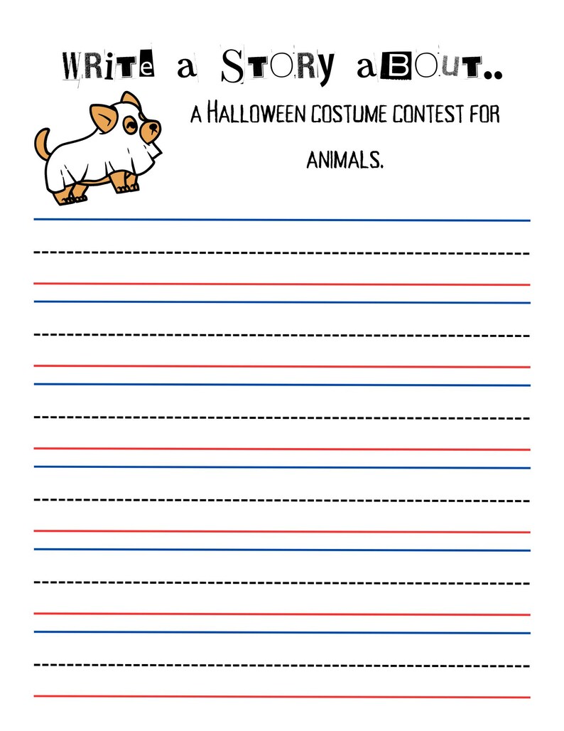 Halloween Writing Prompts for Beginners With Lined Handwriting Paper - Etsy