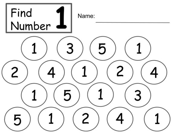 5 Find the Number Printable Number Pages 1-5 Digital Download - Etsy