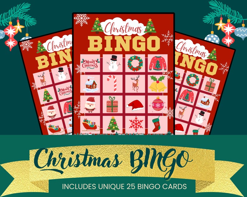 Christmas BINGO Game With 25 BINGO Cards - Etsy