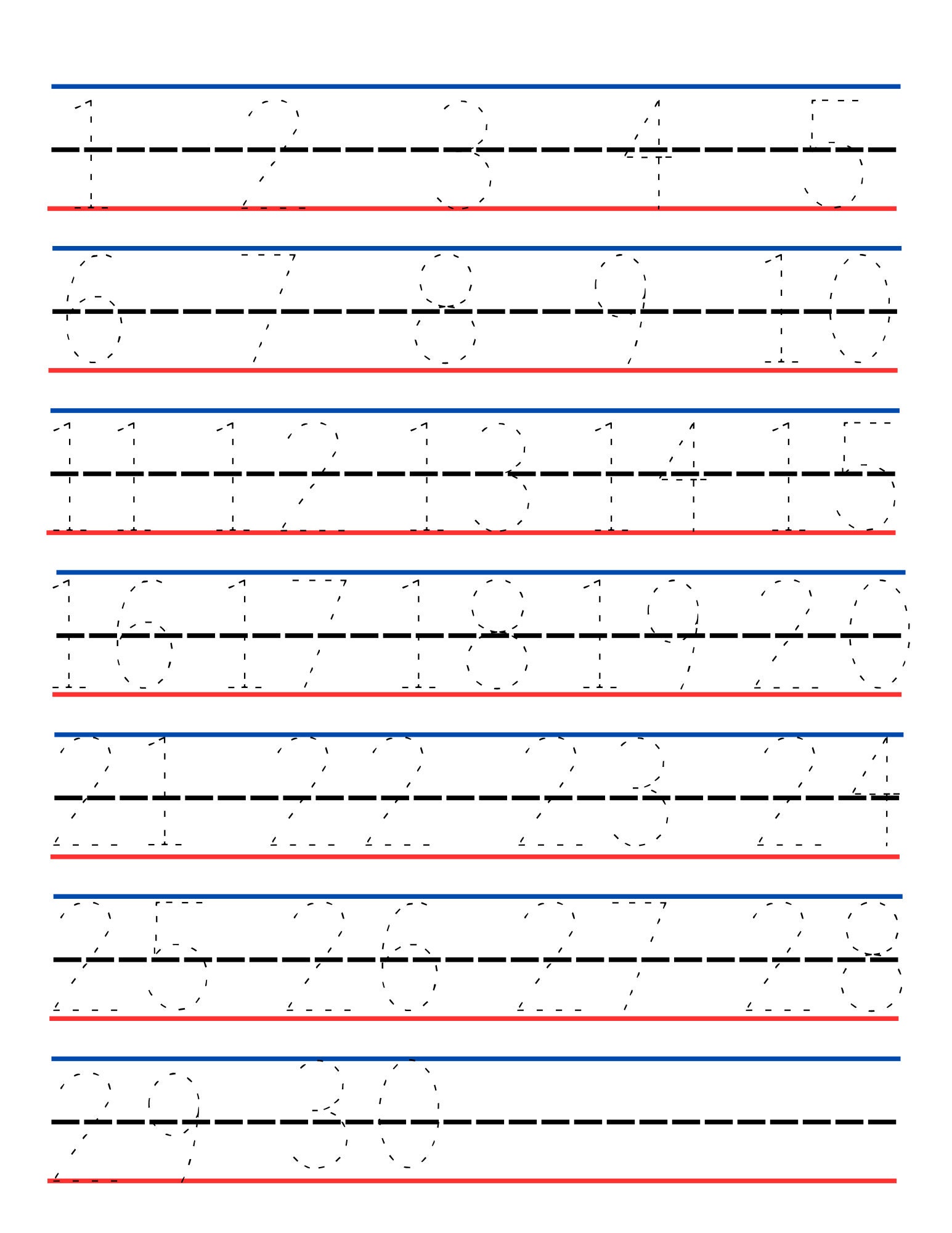 Traceable Numbers 1-110, Lined Paper Red Bottom, Blue Top, Writing ...