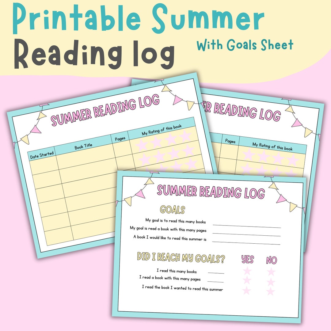 Printable Summer Reading Log With Goals and Book Rating - Etsy