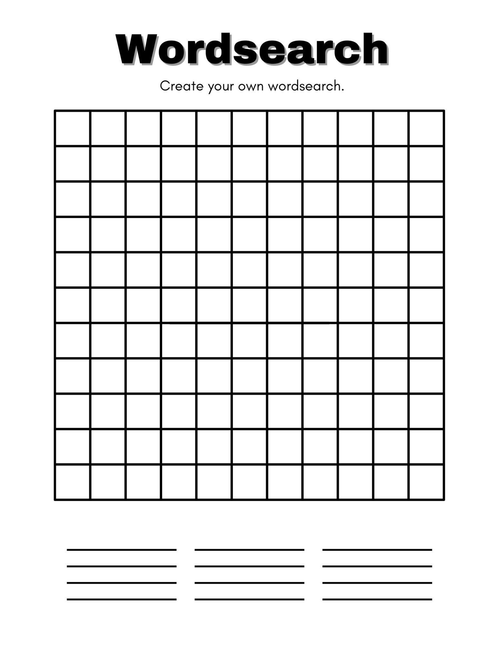 Create Your Own Wordsearch, Printable Digital Download - Etsy