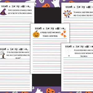 Halloween Writing Prompts for Beginners With Lined Handwriting Paper - Etsy