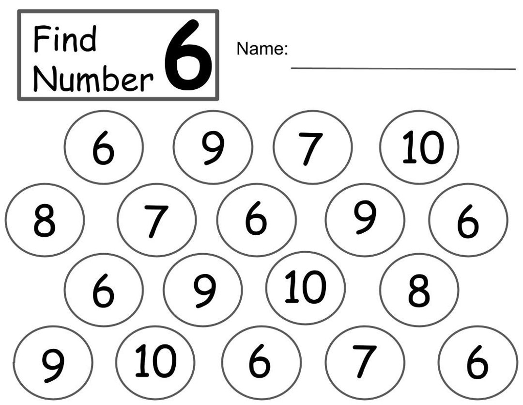 5 Find the Number Printable Number Pages 6-10 Digital Download - Etsy