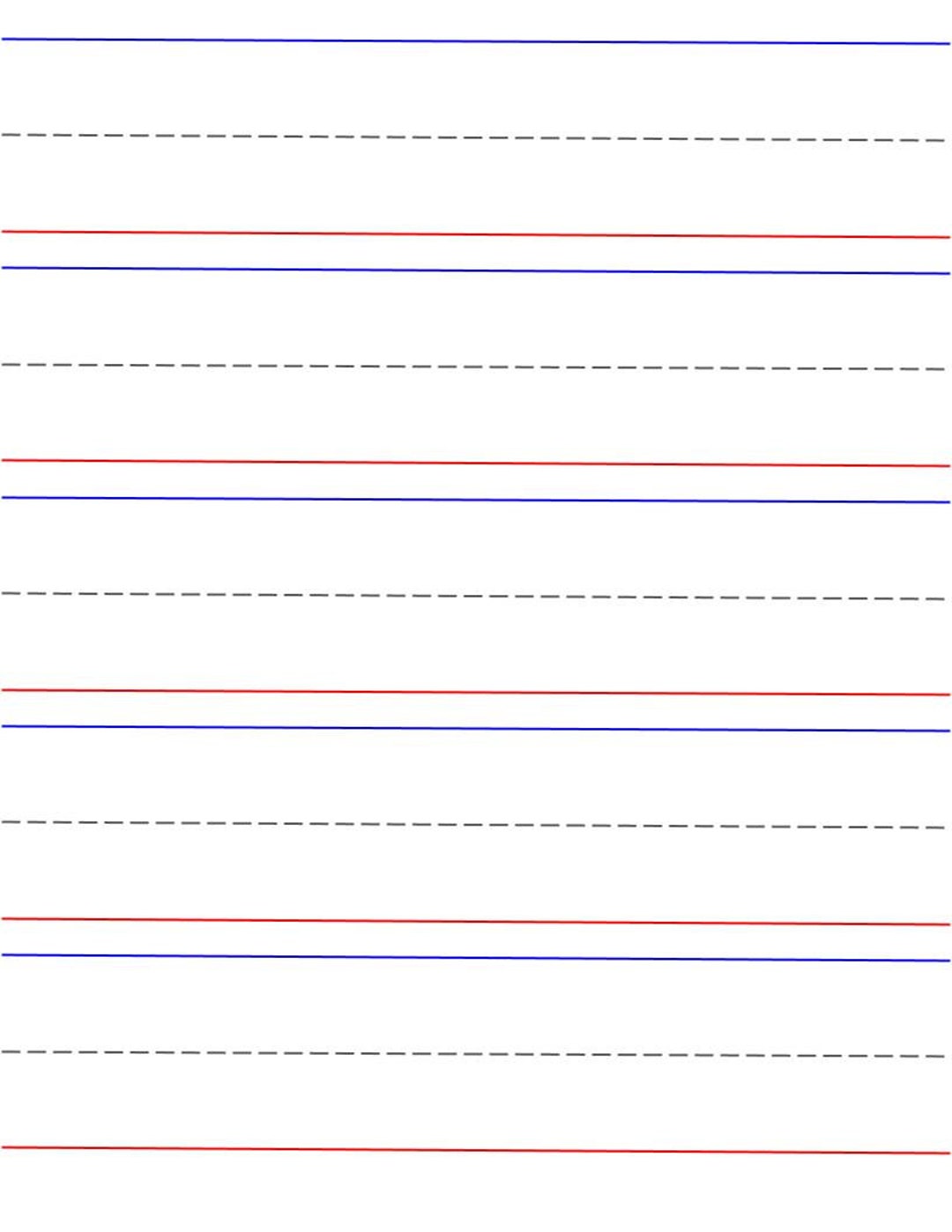 Beginner - 2 Printable Lined Paper Red Bottom, Blue Top, Writing ...