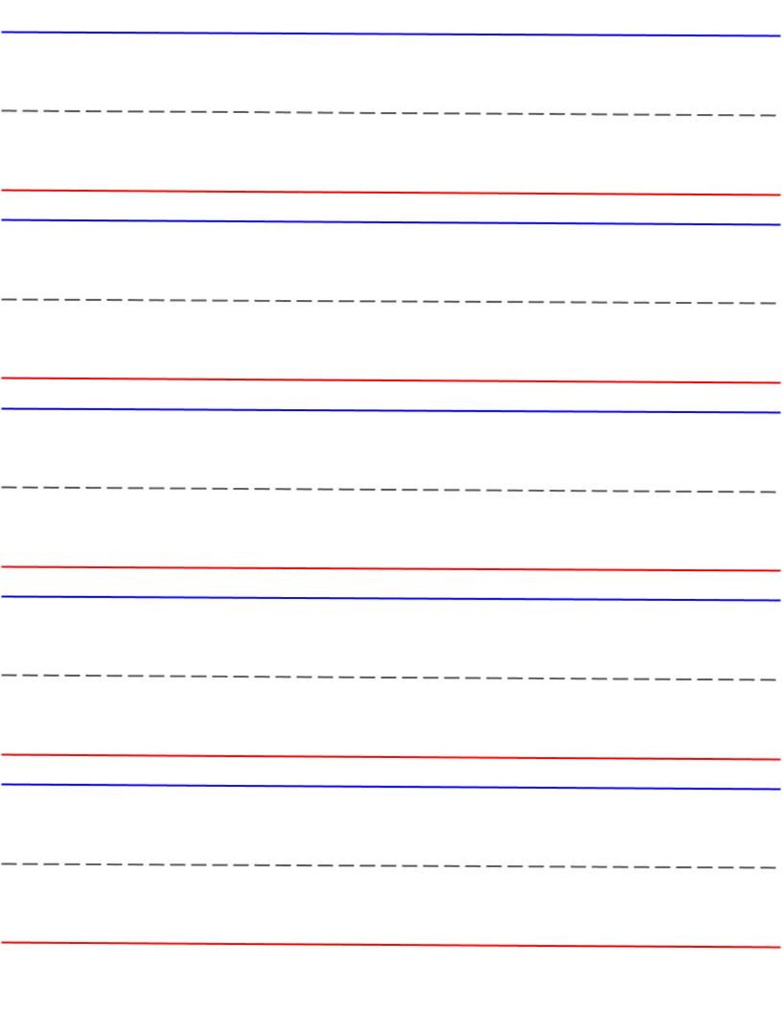 Beginner - 2 Printable Lined Paper Red Bottom, Blue Top, Writing ...