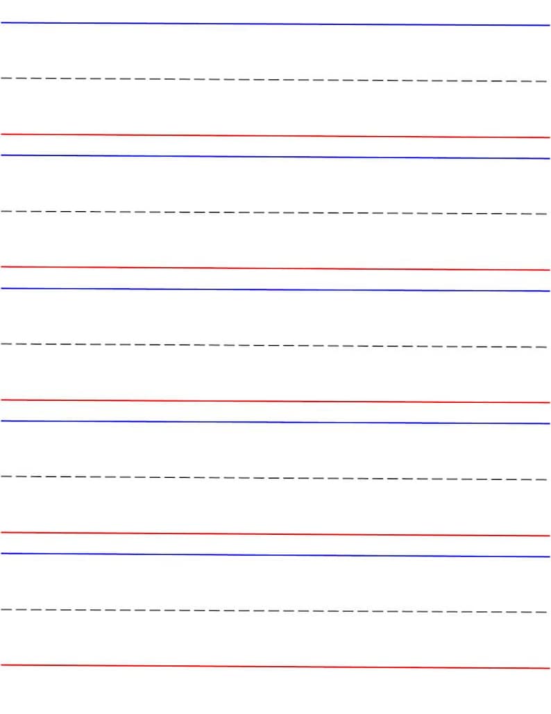 Beginner - 2 Printable Lined Paper Red Bottom, Blue Top, Writing ...
