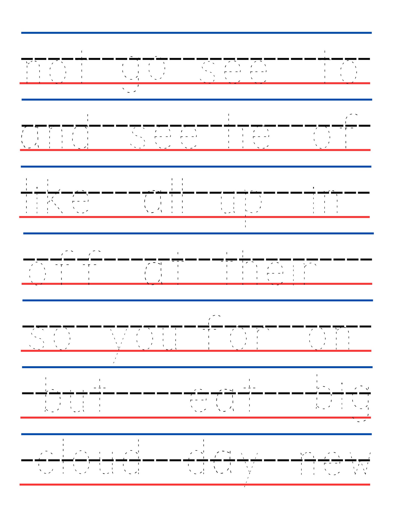 62 Traceable Sight Words, Lined Paper Red Bottom, Blue Top, Writing ...