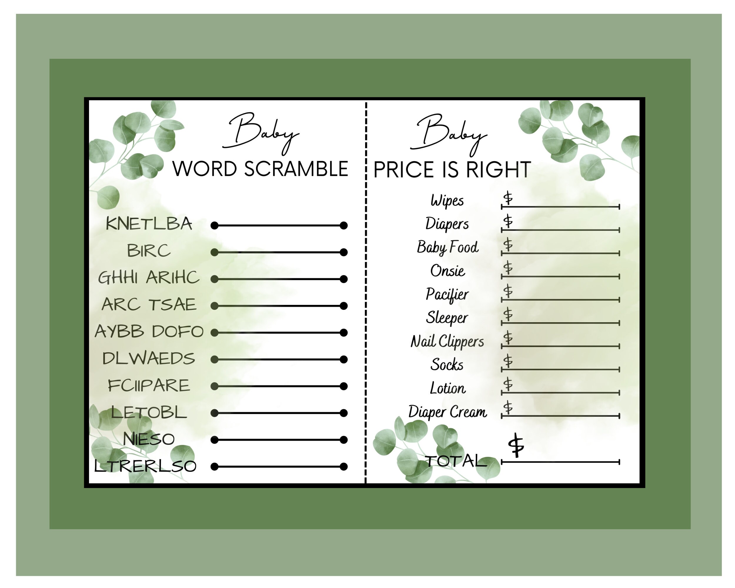 4 Printable Fun Baby Shower Games Bundle - Etsy