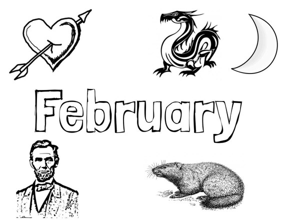 Printable february Coloring Page Sheet Worksheet | Etsy