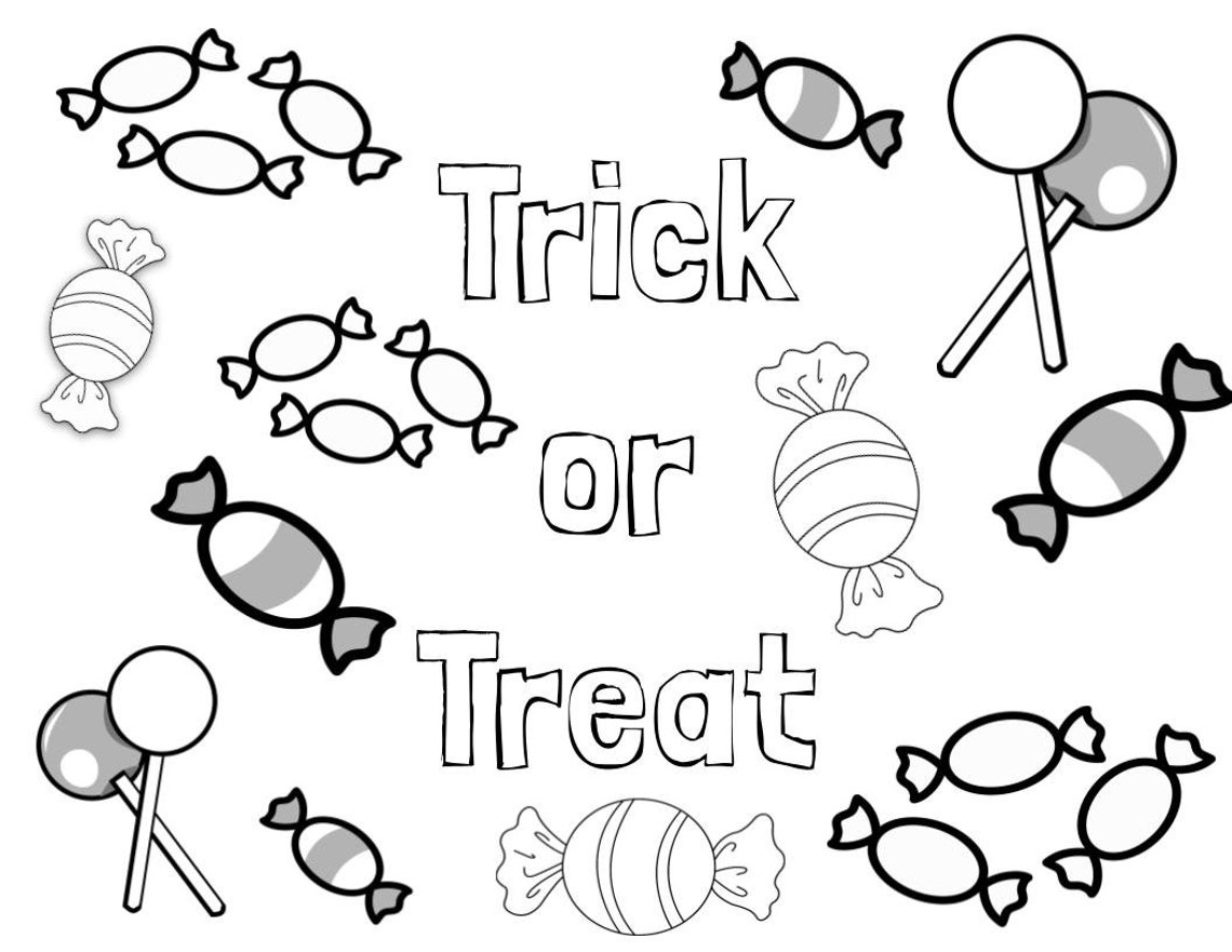 Printable trick or Treat Coloring Sheet - Etsy