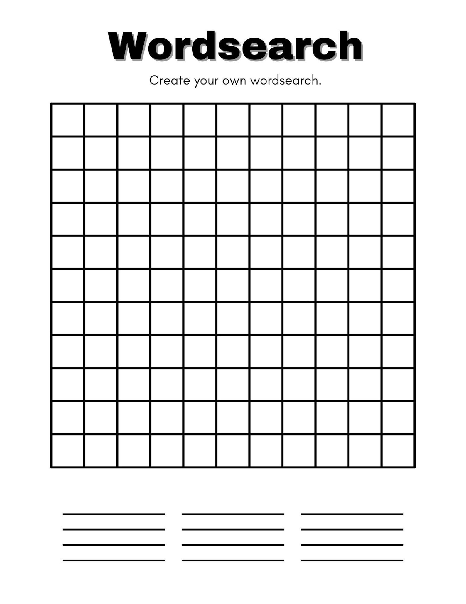 Create Your Own Wordsearch, Printable Digital Download - Etsy