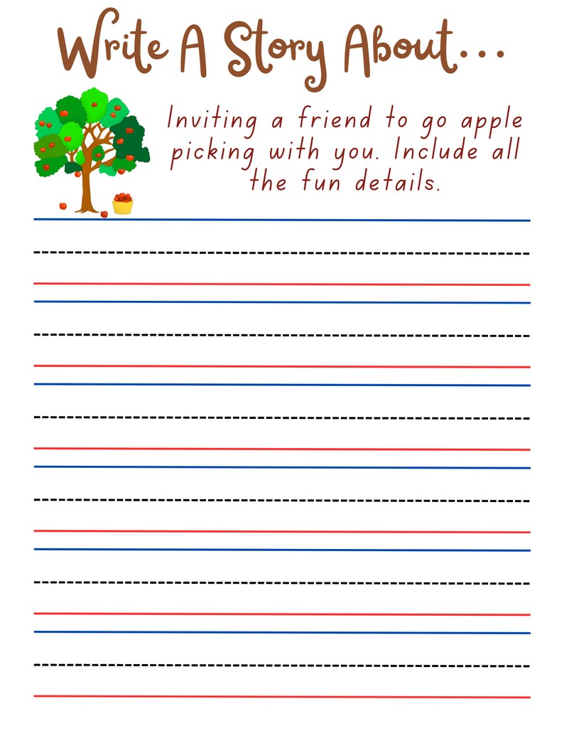 Autumn and Thanksgiving Writing Prompts for Beginners With Lined ...