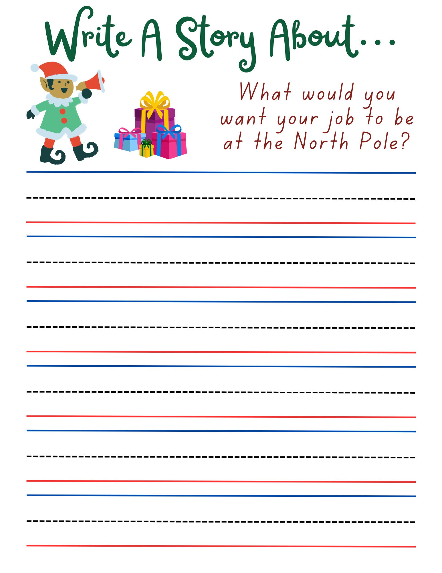 15 Winter and Christmas Writing Prompts With Beginner Lined Paper - Etsy