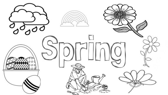 Printable spring Season Coloring Page Sheet | Etsy