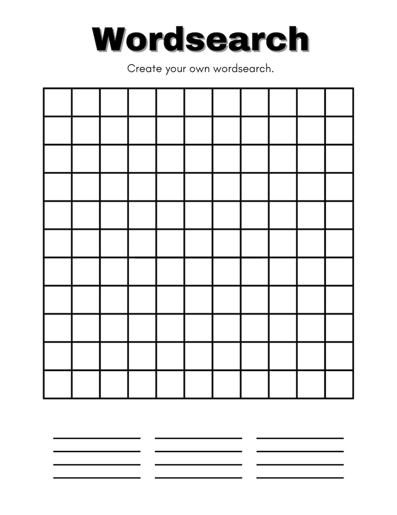Create Your Own Wordsearch, Printable Digital Download - Etsy