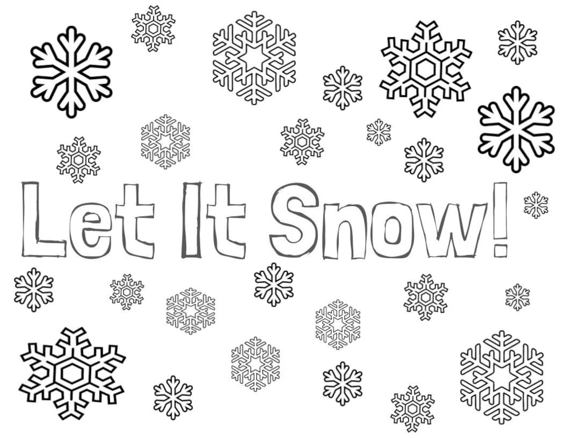 Printable "let It Snow" Snowflake Coloring Page Worksheet - Etsy