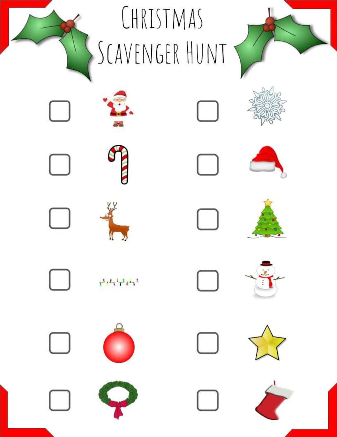 Printable "christmas Scavenger Hunt" Worksheet Page, Non-reader ...