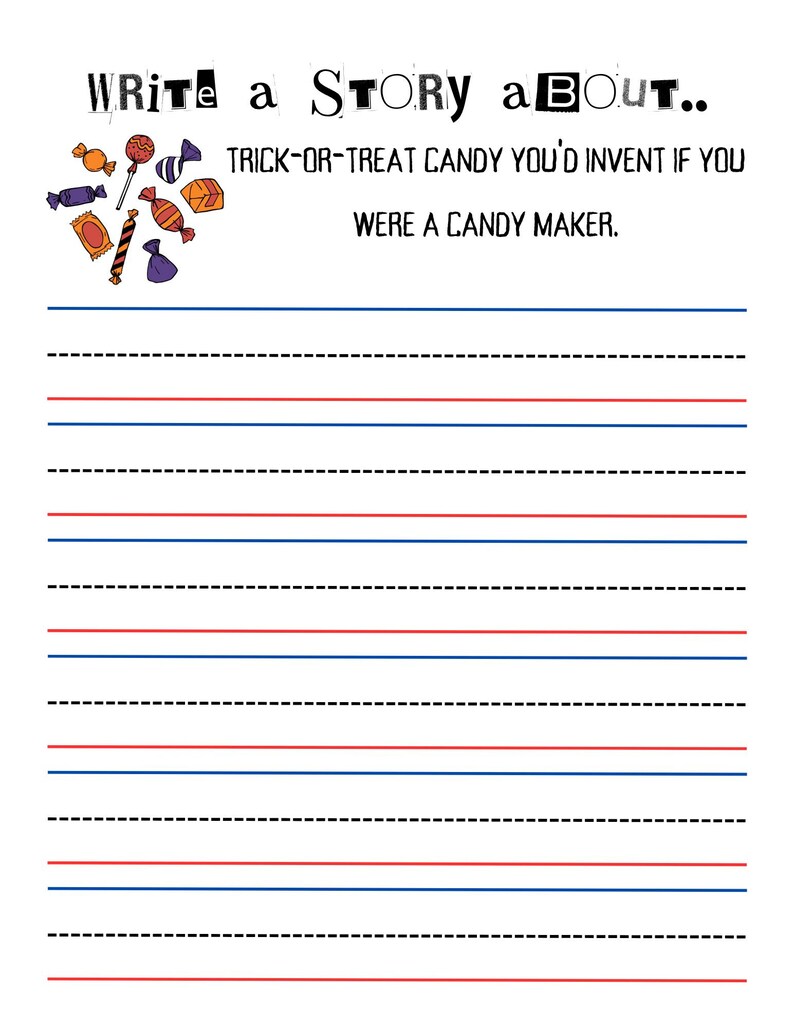 Halloween Writing Prompts for Beginners With Lined Handwriting Paper - Etsy