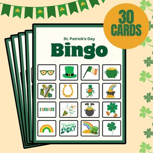 St. Patrick's Day BINGO Game With 30 BINGO Cards, Non-reader, St Patty ...