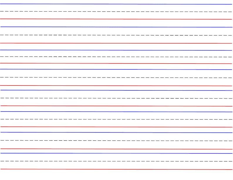 2 Printable Lined Handwriting Paper Red Bottom, Blue Top, Writing ...