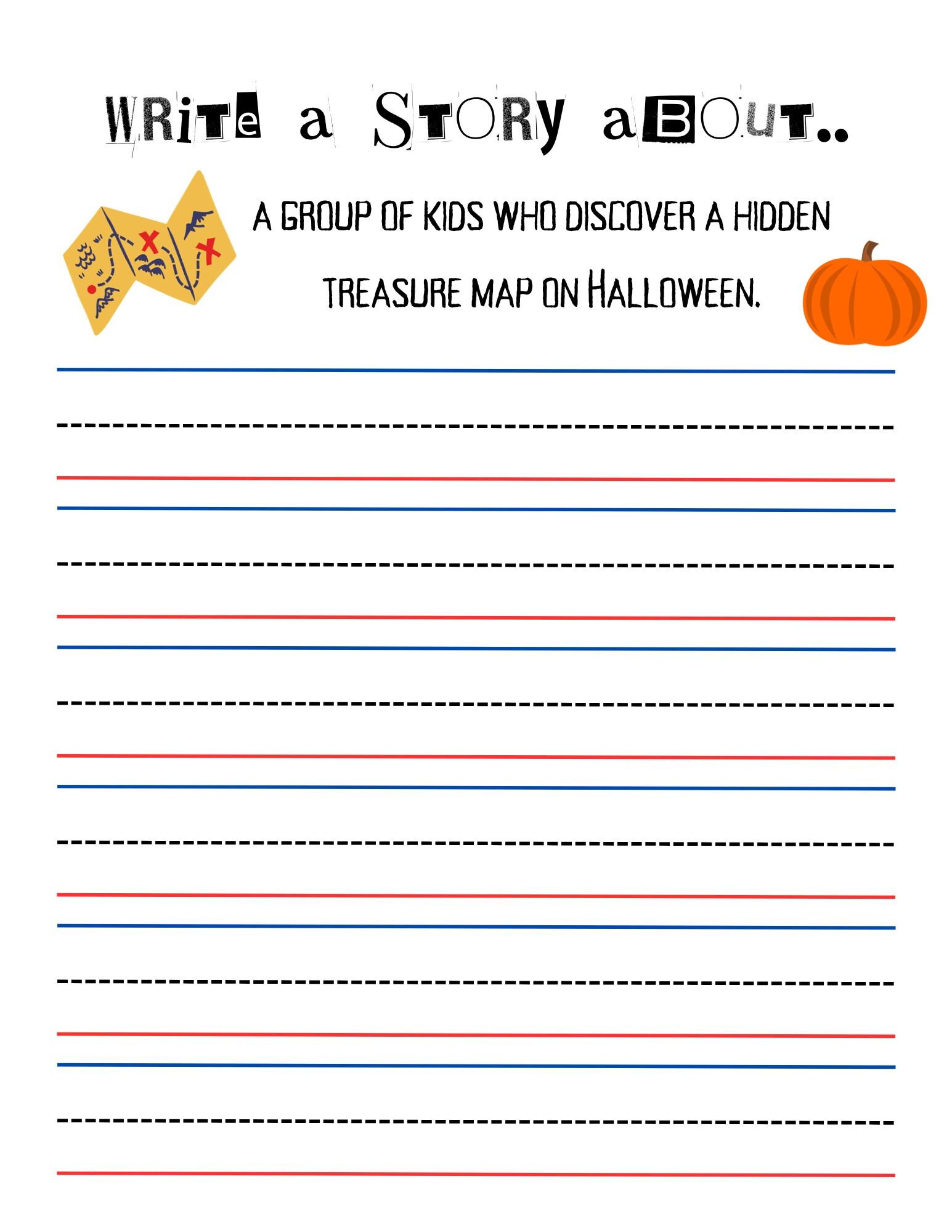 Halloween Writing Prompts for Beginners With Lined Handwriting Paper - Etsy
