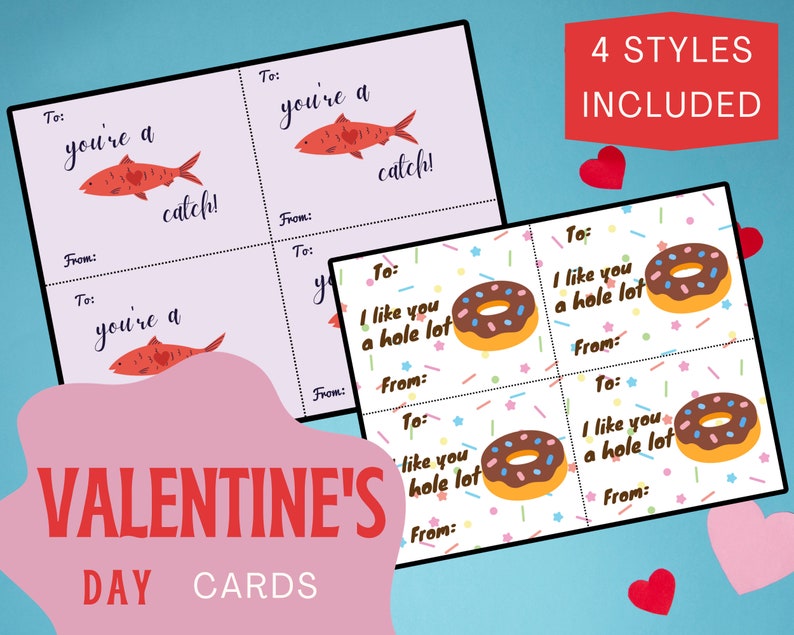Printable Kids Class Valentines Day Cards - 4 Pack Bundle - Etsy