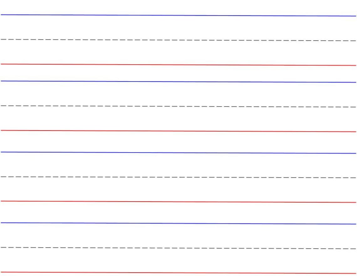 Beginner - 2 Printable Lined Paper Red Bottom, Blue Top, Writing ...