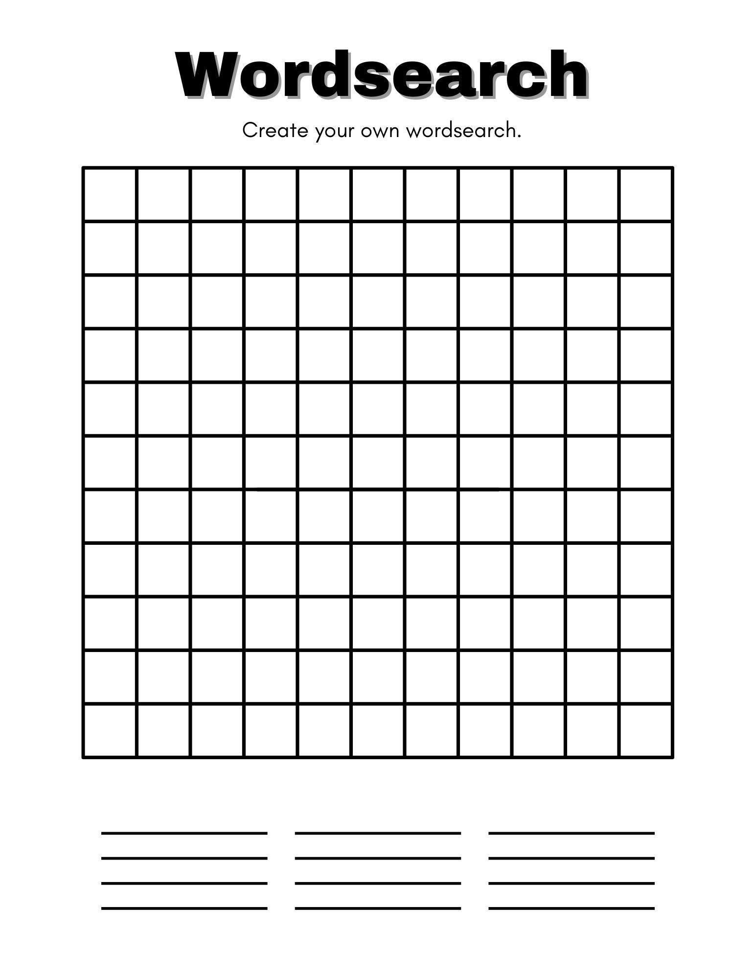 Create Your Own Wordsearch, Printable Digital Download - Etsy