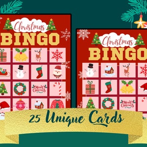 Christmas BINGO Game With 25 BINGO Cards - Etsy