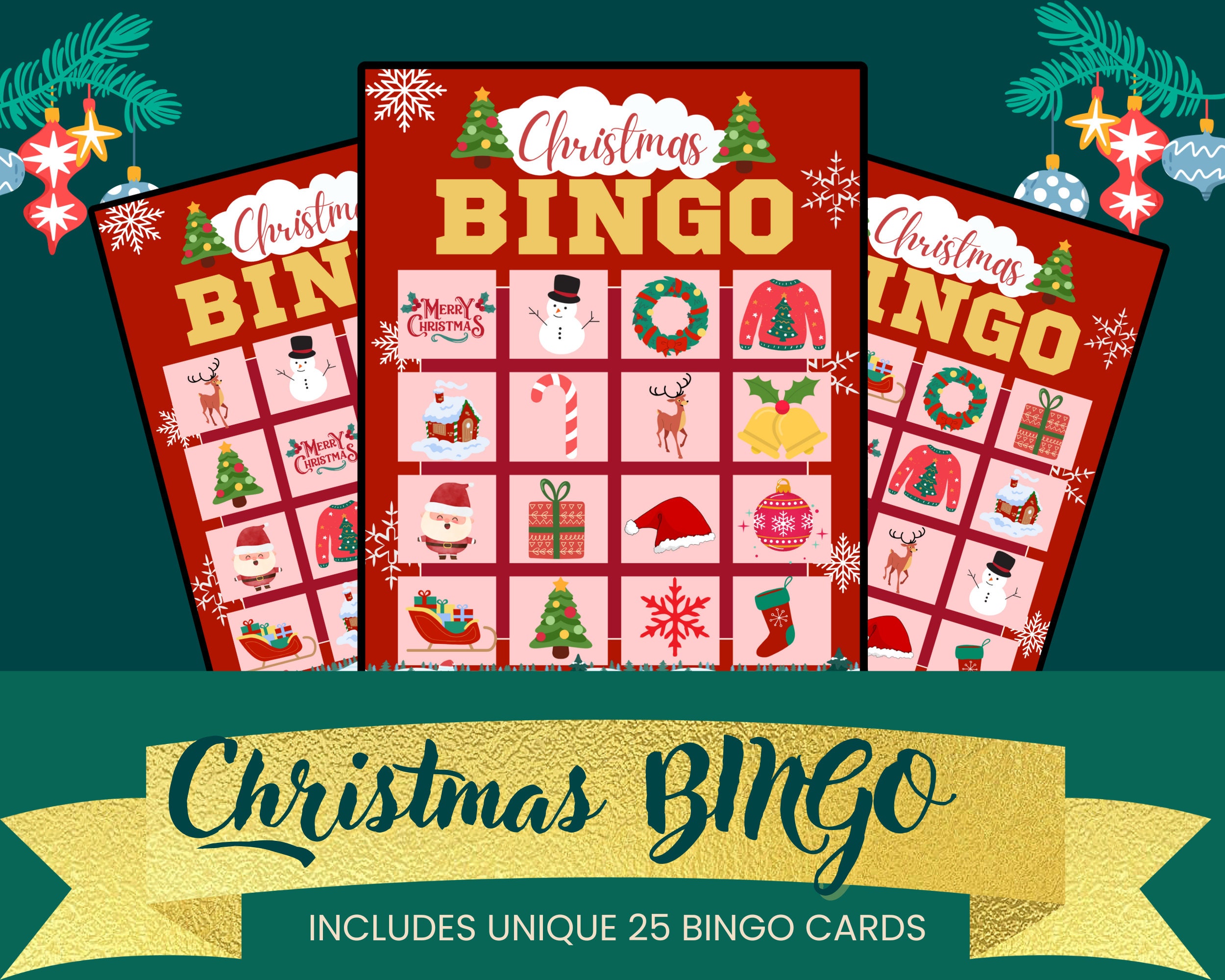 Christmas BINGO Game With 25 BINGO Cards - Etsy