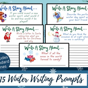 15 Winter and Christmas Writing Prompts With Beginner Lined Paper - Etsy