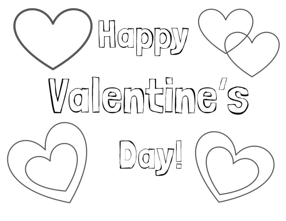 Printable "happy Valentine's Day" Coloring Page Sheet, Worksheet ...