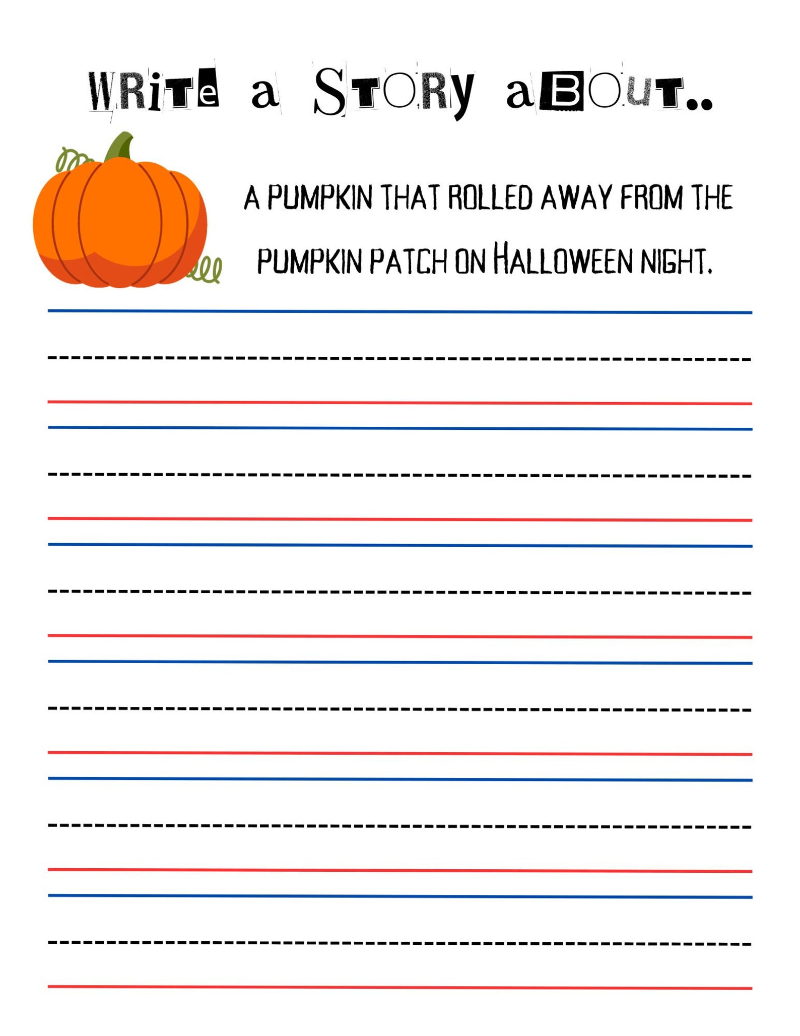 Halloween Writing Prompts for Beginners With Lined Handwriting Paper - Etsy