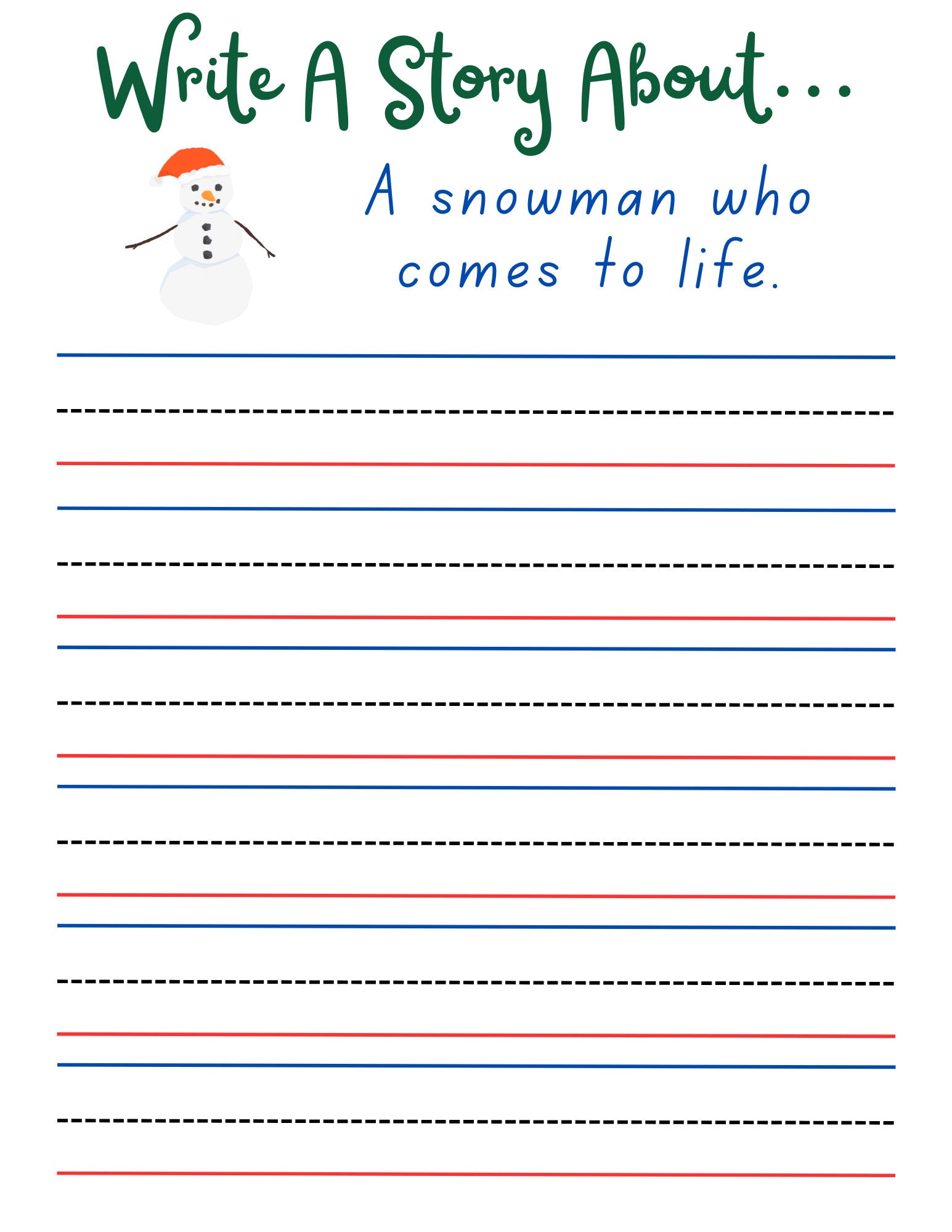 15 Winter and Christmas Writing Prompts With Beginner Lined Paper - Etsy