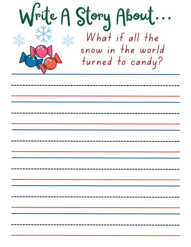 15 Winter and Christmas Writing Prompts With Beginner Lined Paper - Etsy