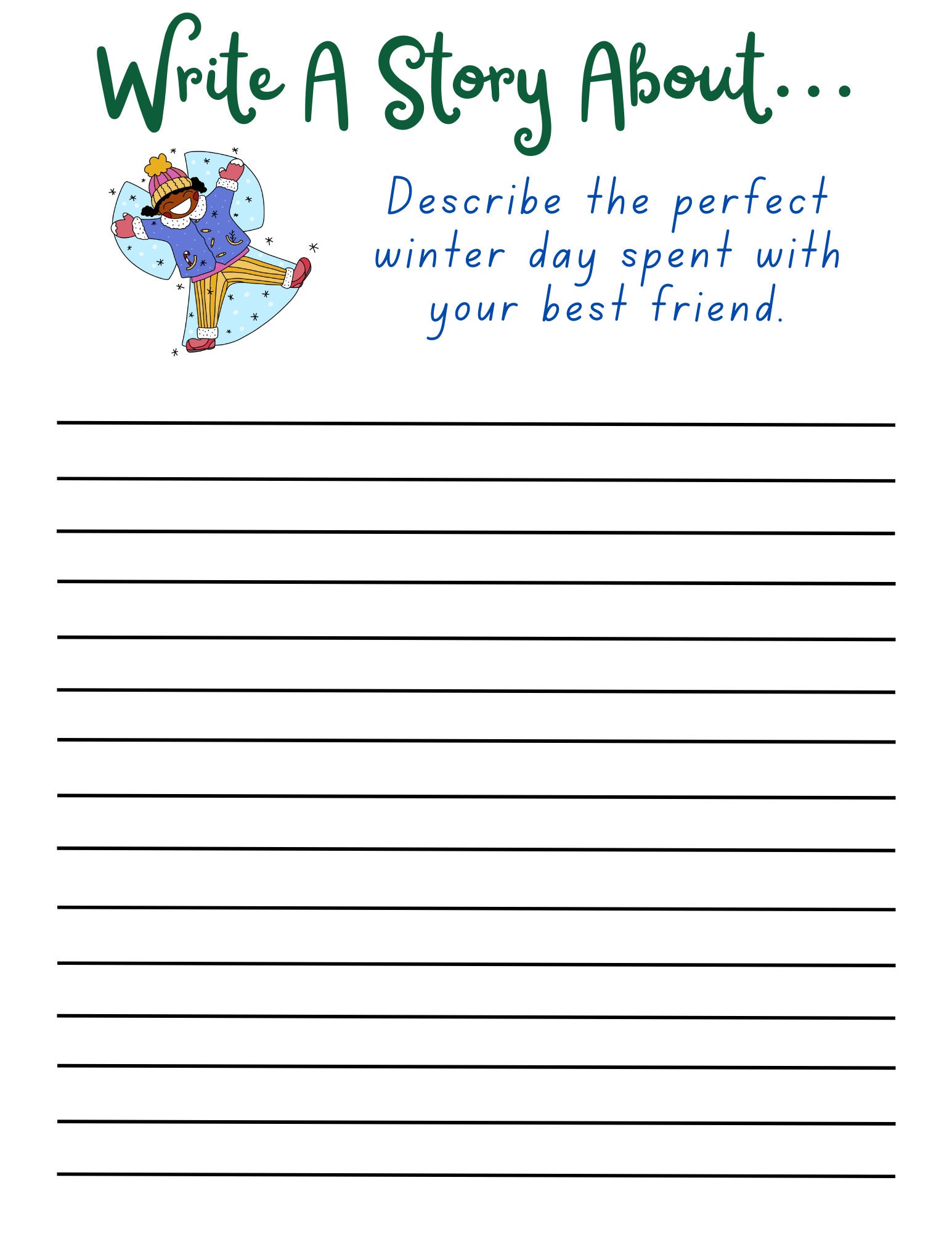 15 Winter and Christmas Writing Prompts With Beginner Lined Paper - Etsy